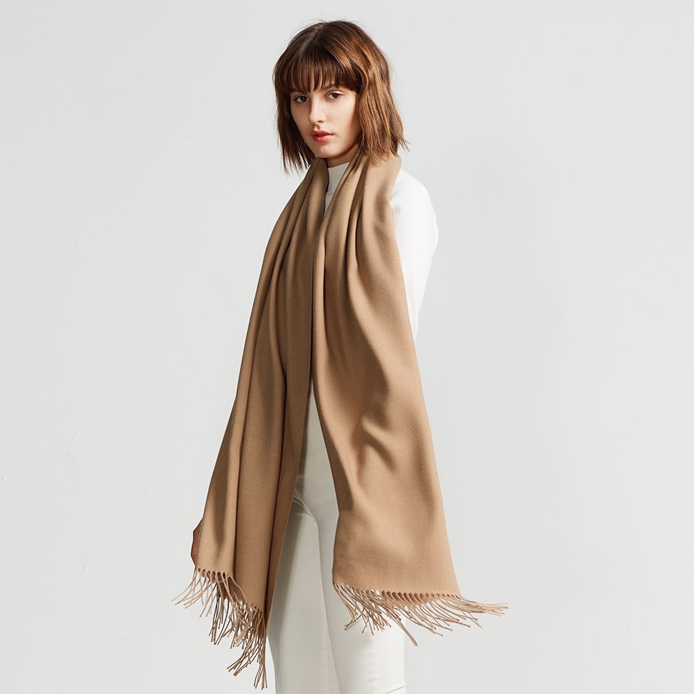 maamgic Women's Scarf Pashmina Shawls and Wraps for Evening Dresses Travel Office Winter Wedding Cashmere Feel Large Scarves Tan/Camel