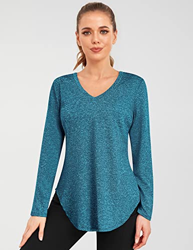 Moisture Wicking Shirts for Women Long Sleeve Workout Tops Yoga Running Flowy Tees Casual Cute X-Large