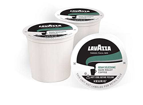 Lavazza Gran Selezione Single-Serve Coffee K-Cup Pods for Keurig Brewer, Dark Roast, 16 Count Box, Black, White