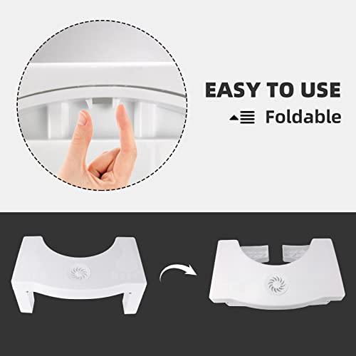 Toilet Stool Squat Adult, 7" Heavy Duty Poop Stool for Bathroom Plastic Portable Squatting Potty Foot Stool with Freshener Space Non-Slip Toilet Assistance Step Stool Healthy Gifts for Seniors Kids