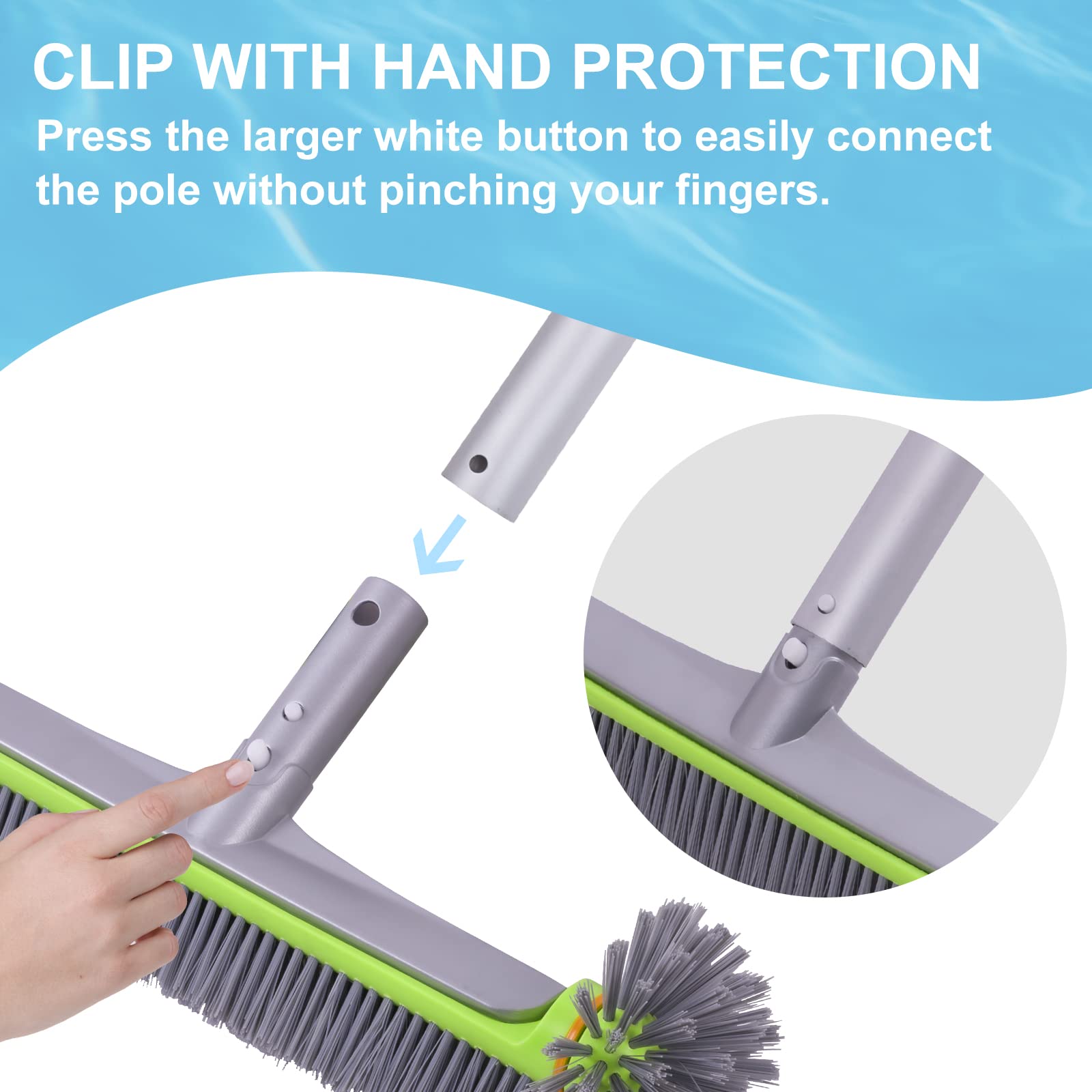 Sepetrel Pool Brush Head for Cleaning Pool Walls,Heavy Duty Inground/Above Ground Swimming Pool Round Scrub Brushes with Premium Strong Bristle & Reinforced Aluminium Back,Grey
