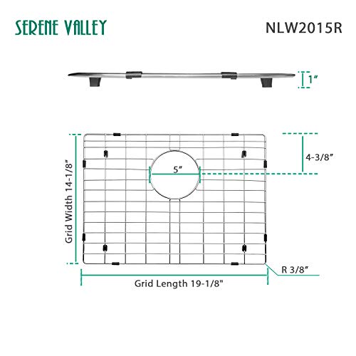 Serene Valley 19-1/4" X 14-1/8" Sink Grid, Rear Drain with Corner Radius R 3/8", NLW2015R