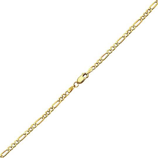 PORI JEWELERS 10K Yellow Gold 3.0MM Figaro 3+1 Link Chain Anklet-Made in Italy