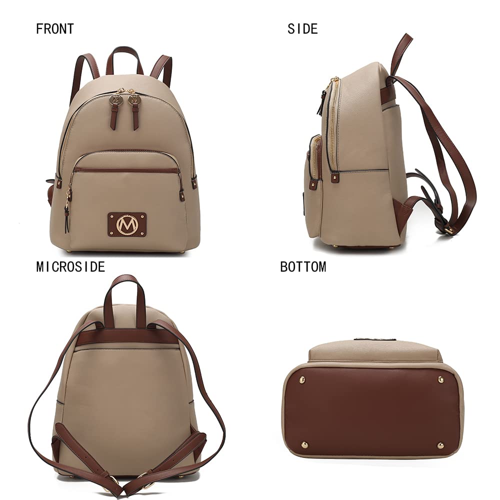 MKF Collection Backpack for Women, Vegan Leather Bookbag Top-Handle Ladies Backpack Travel bag Charcoal Grey by Mia k