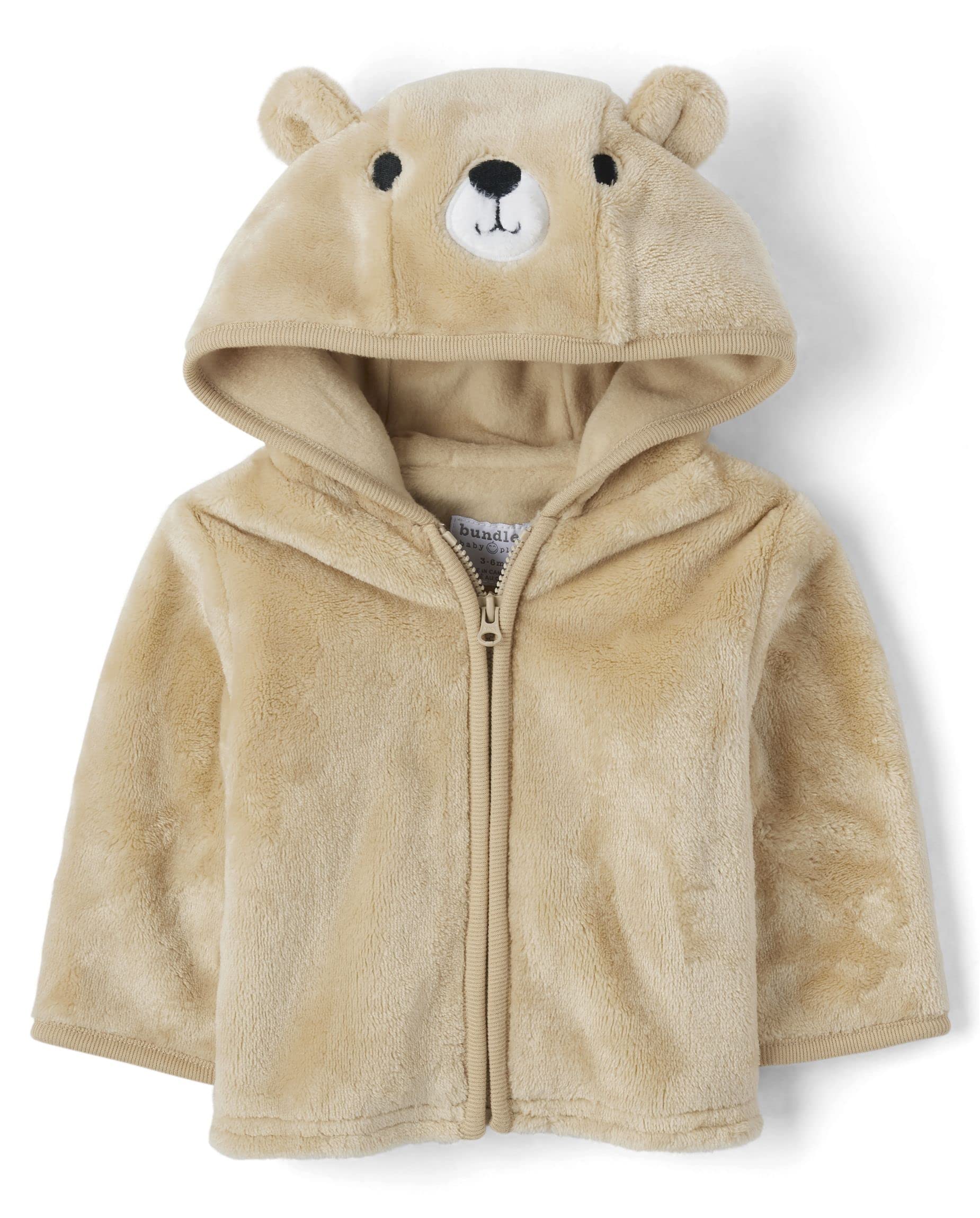 The Children's Place Baby Long Sleeve Cozy Jacket, Irish Cream, Preemie