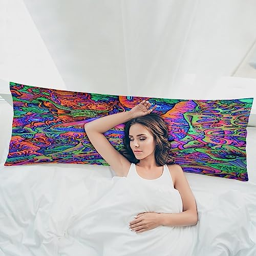 Lycomify Body Pillow Cover,Psychedelic Trippy Mushrooms Printed Long Pillow Cases Protector with Zipper Decor Soft Large Covers Cushion for Beding,Couch,Sofa,Home Gift 20"x54"