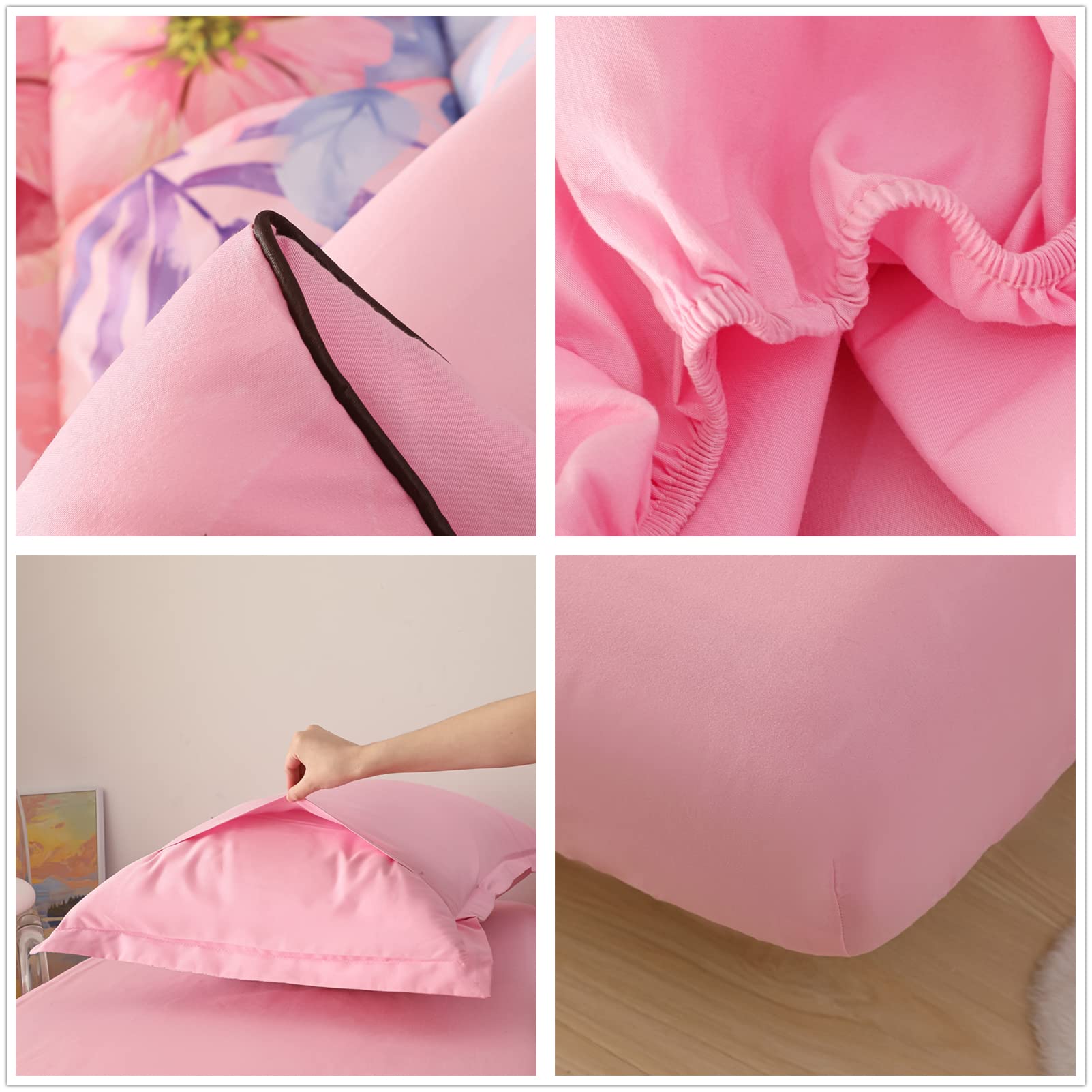 VINILITE Toddler Bedding Set Pink Unicorn 4 Piece Standard Size Children Comforter Set Ultra Soft Includes Quilted Comforter, Fitted Sheet, Flat Sheet, and Pillow Case for Kids Girls, 28" x 52"