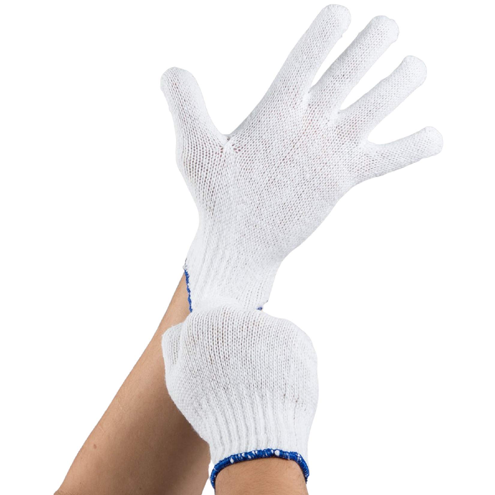 LiZEY 24 Pack Cotton String Knit Cotton Polyester Gloves Plain Seamless Workwear Gloves Protective Industrial Work Gloves (12 Pairs)