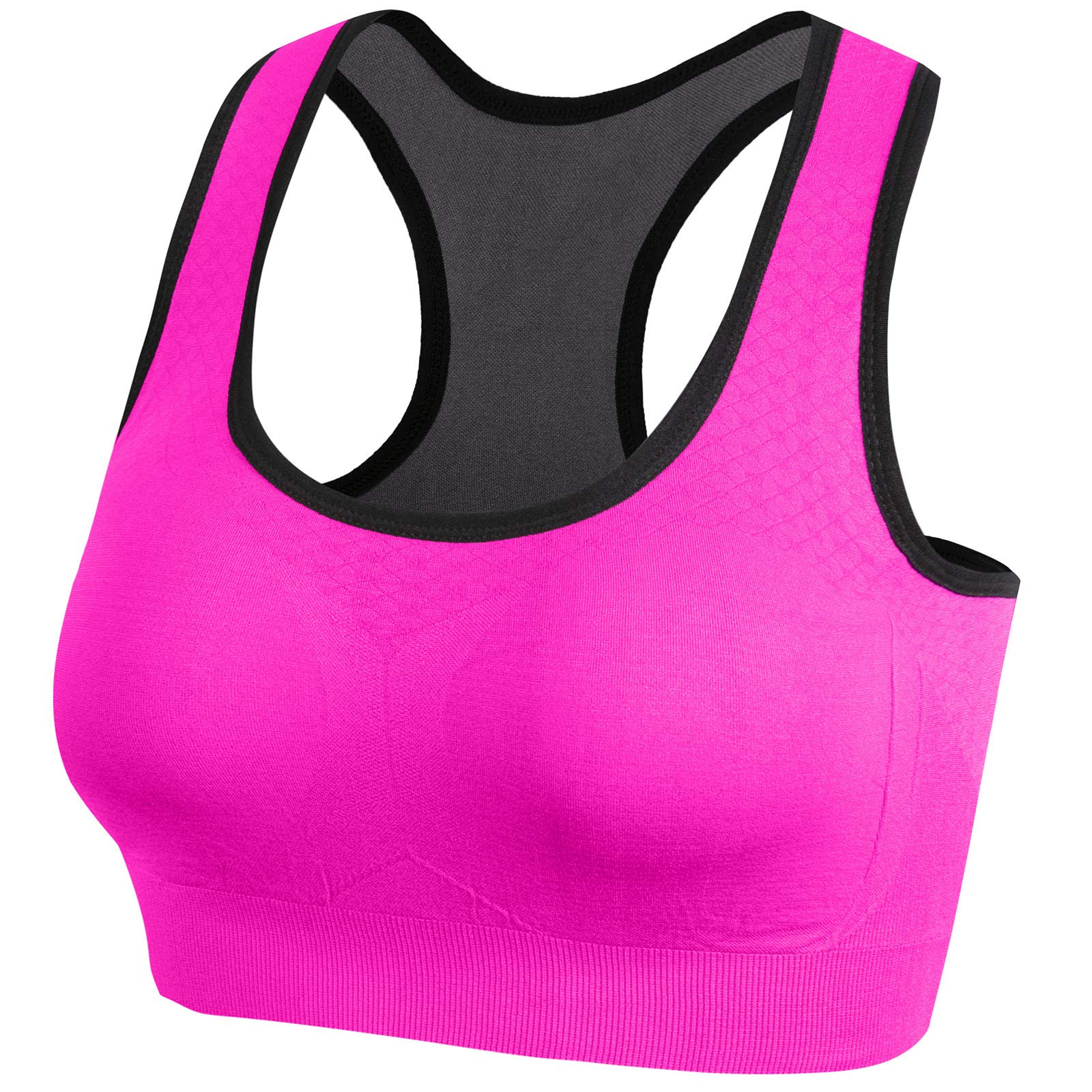 Lykoxa Racerback Sports Bras for Women Seamless Wirefree Comfortable Padded Cute Sports Bra Medium Support Workout Bra Red