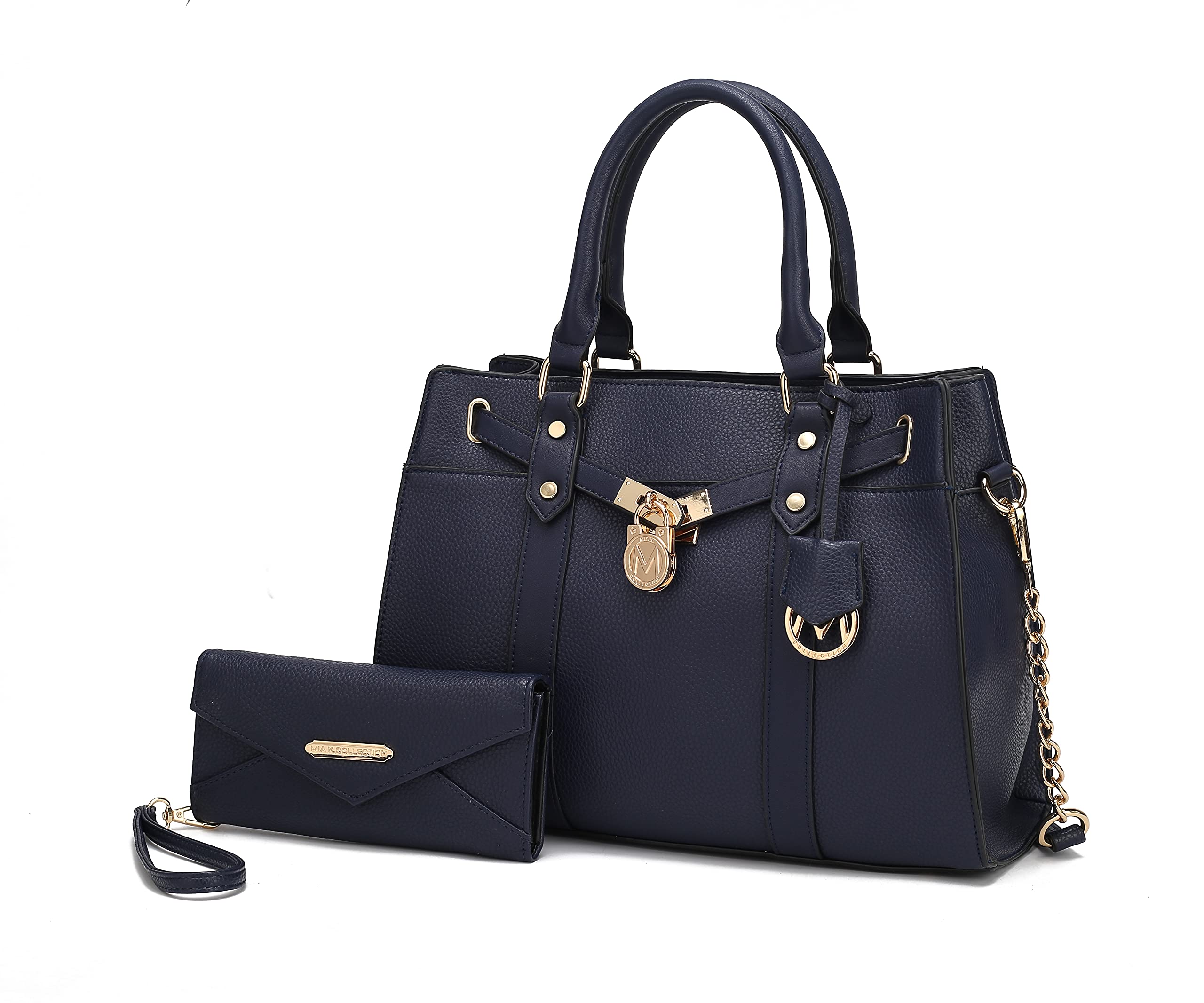 MKF Crossbody Tote Bag for Women & Wristlet Wallet Purse Set â PU Leather Top-Handle Satchel Shoulder Handbag Navy