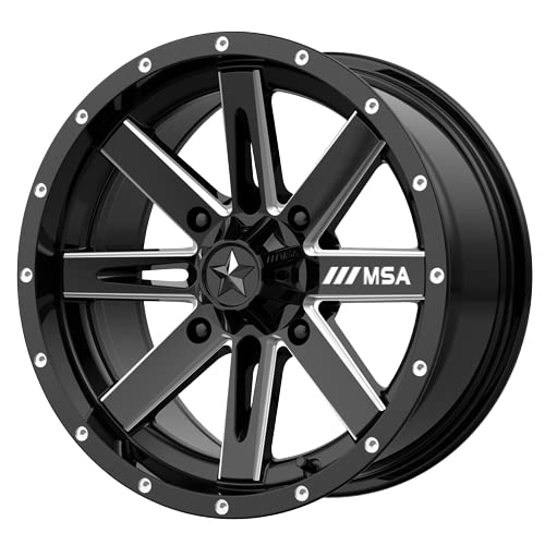 Powersports Bundle Full Set Of MSA M41 Boxer 14x7 4/137 10MM Wheels, Black