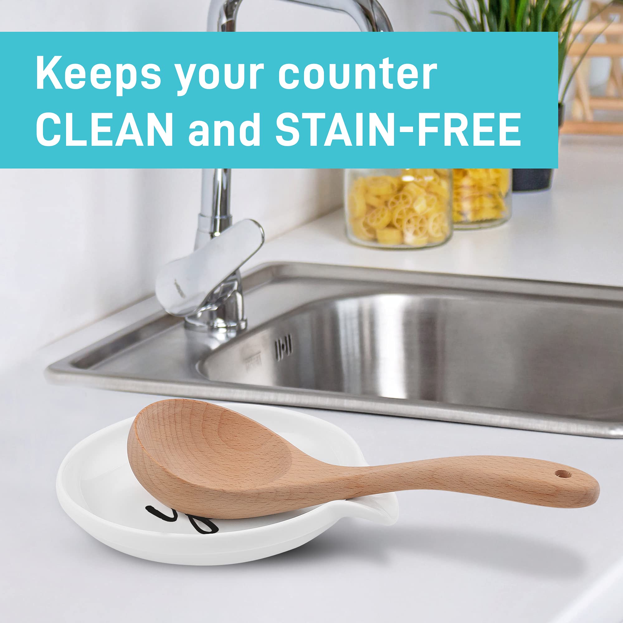 Oversized Farmhouse Spoon Rest - Ceramic Spoon Rest for Stove Top Cooking, 1 PK - Spoon Holder for Stove Top - White Spoon Rest for Kitchen Counter - Cute and Sturdy Utensil Rest