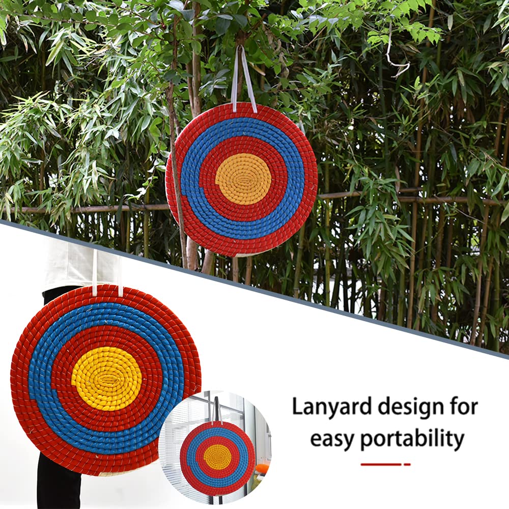 Runzkzy Archery Targets, 3 Layers Straw Arrow Targets for Shooting Outdoor, Traditional Handmade Archery Targets for Backyard, Youth Archery Target for Bow and Arrow Shooting Practice (Red)