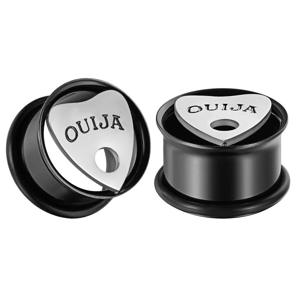 KUBOOZ OUIJA MYSTIFYING ORACLE Pattern Ear Plugs Tunnles Stainless Steel Ear Piercing Jewelry 00G-30mm