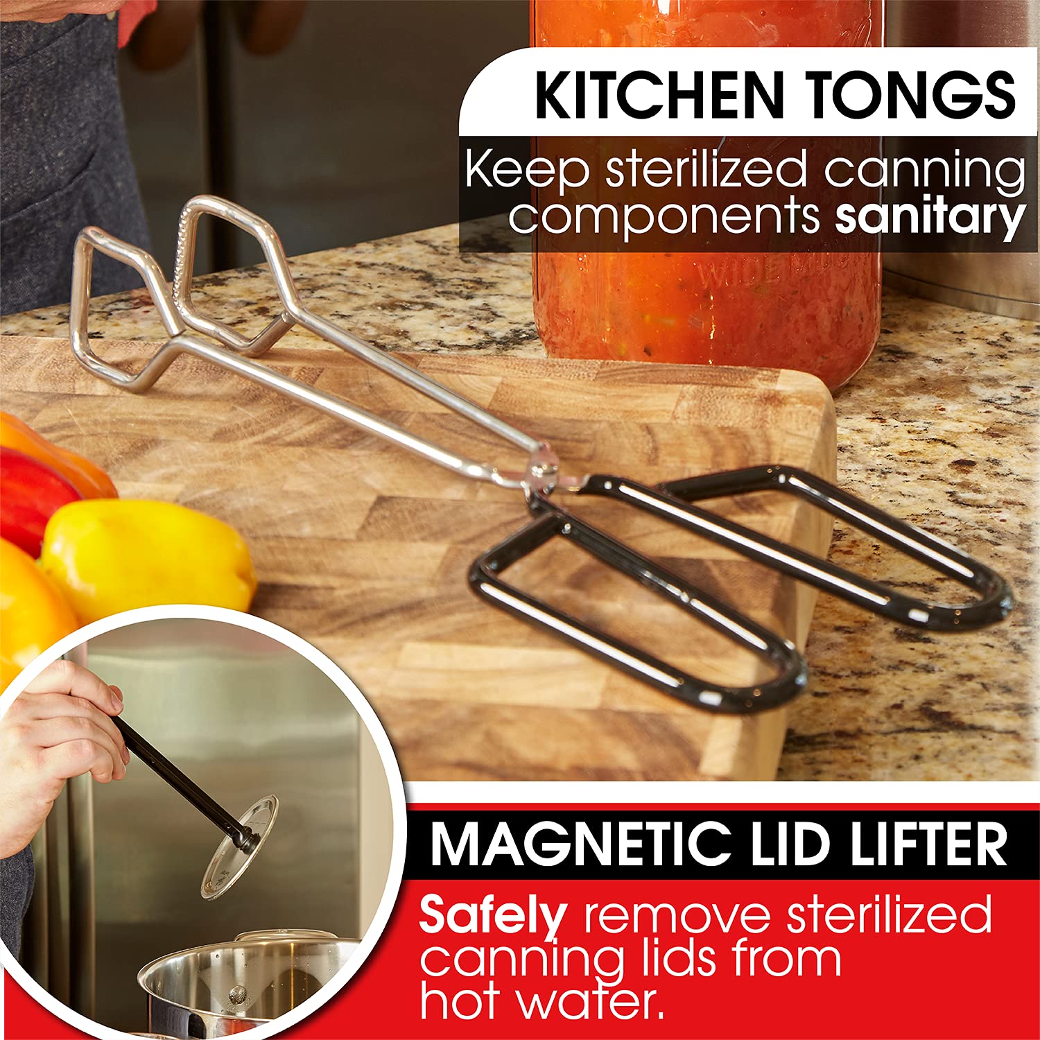 MADENA Premium Canning Kit | Stainless Steel Canning Supplies Starter Kit | 7pc Canner Set incl. Essential Tools: Ladle, Canning Funnel, Jar Lifter, Bubble Remover, Kitchen Tongs, Jar Wrench | No Rust