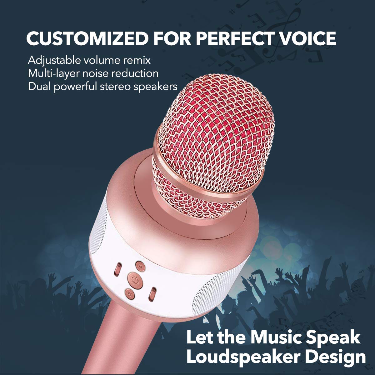 LEERON Upgraded Karaoke Bluetooth Microphone, Kids Microphone Adults Wireless Microphone Speaker, Portable Rechargeable Bluetooth Mic for Partys, Home KTV, Outdoor Activities