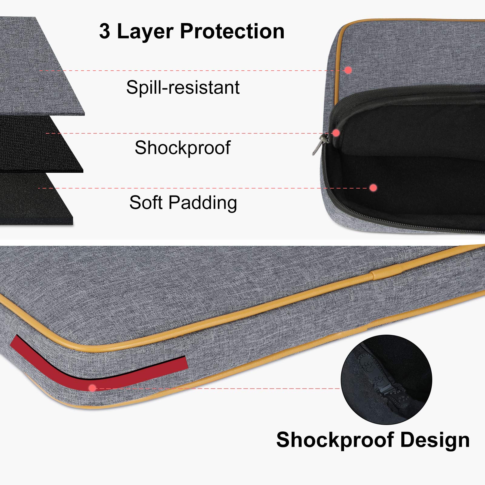 Laptop Case 13-14 inch Laptop Shoulder Bag Waterproof Computer Sleeve Carrying Business Bag for MacBook Air/Pro Notebook Portable Handle Laptop Messenger Bag Light Grey