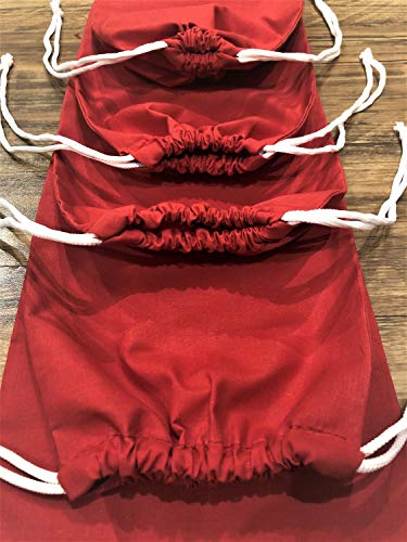 Reusable Eco friendly RED COLOR Cotton Thick Double Drawstring Muslin Bags "premium quality"-25 count pack (12 x 16)