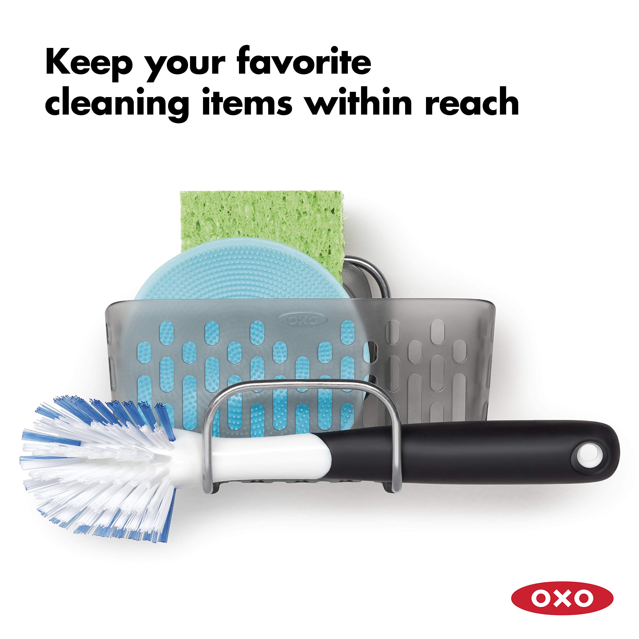 OXO Good Grips Stronghold Suction Sinkware Organizer - Gray, One Size & Good Grips Stainless Steel Soap Dispenser