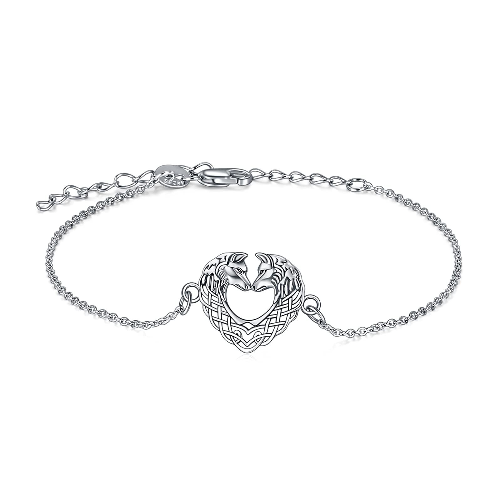 ONEFINITY Wolf Bracelets Sterling Silver Antique Celtic knot Wolf Head Bracelet Viking Wolf Jewelry Gifts for Women