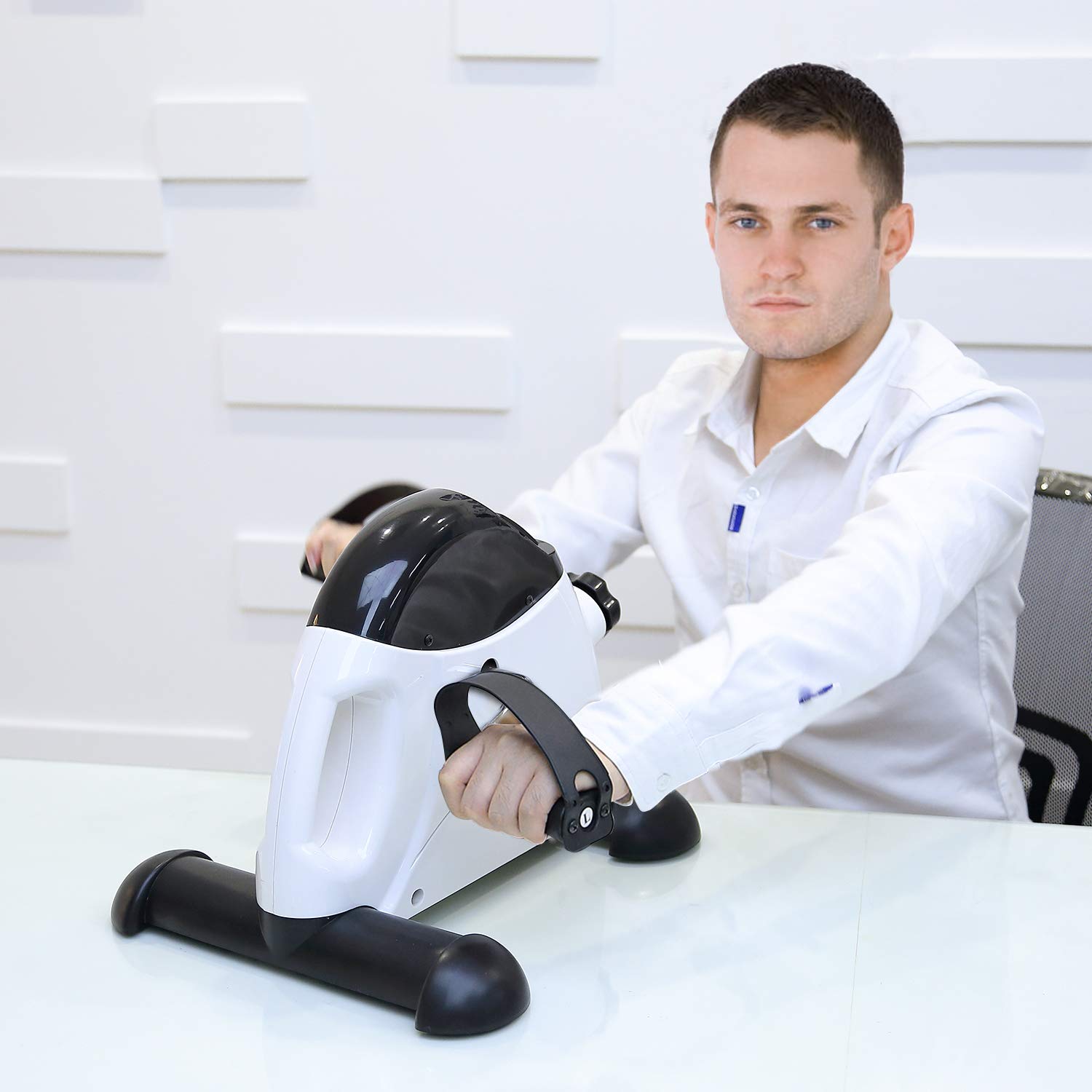 Mini Exercise Bike, Under Desk Bike, Arm & Leg Peddler Machine with LCD Screen Display, Portable Cycle