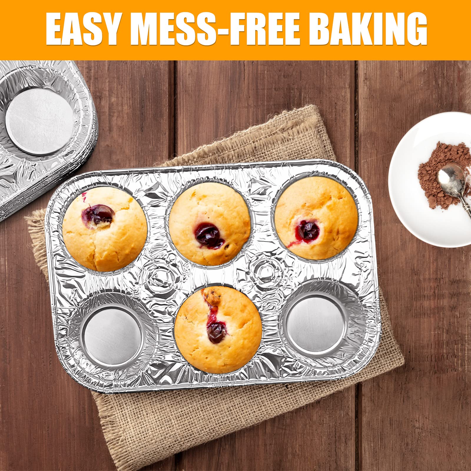 RTUDOPUYT 15 Pc Disposable Muffin Tins, 6-Cup Cupcake Aluminum Pans, Favorite Cupcake Tin Size For Baking Cupcakes Muffins And Mini Pies - Standard Size