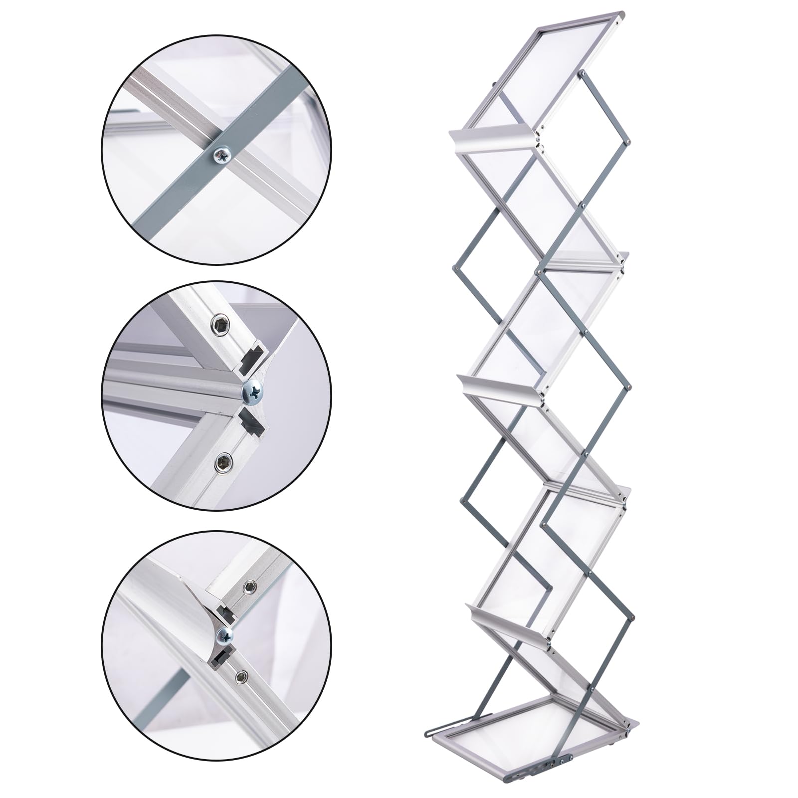 Polmart Aluminum Brochure Magazine Catalog Literature Display Rack, 6 Pockets (1 - Pack)