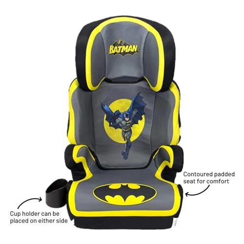 KidsEmbrace High Back Booster Car Seat, DC Comics Batman Black, Grey, Yellow