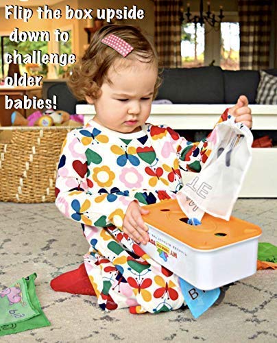 My Tissue Box Toy, Alphabet Set, 26 Chiffon Tissues, Upper and Lower Case Letters, 13 Colors, Machine Washable - Infant to Preschooler
