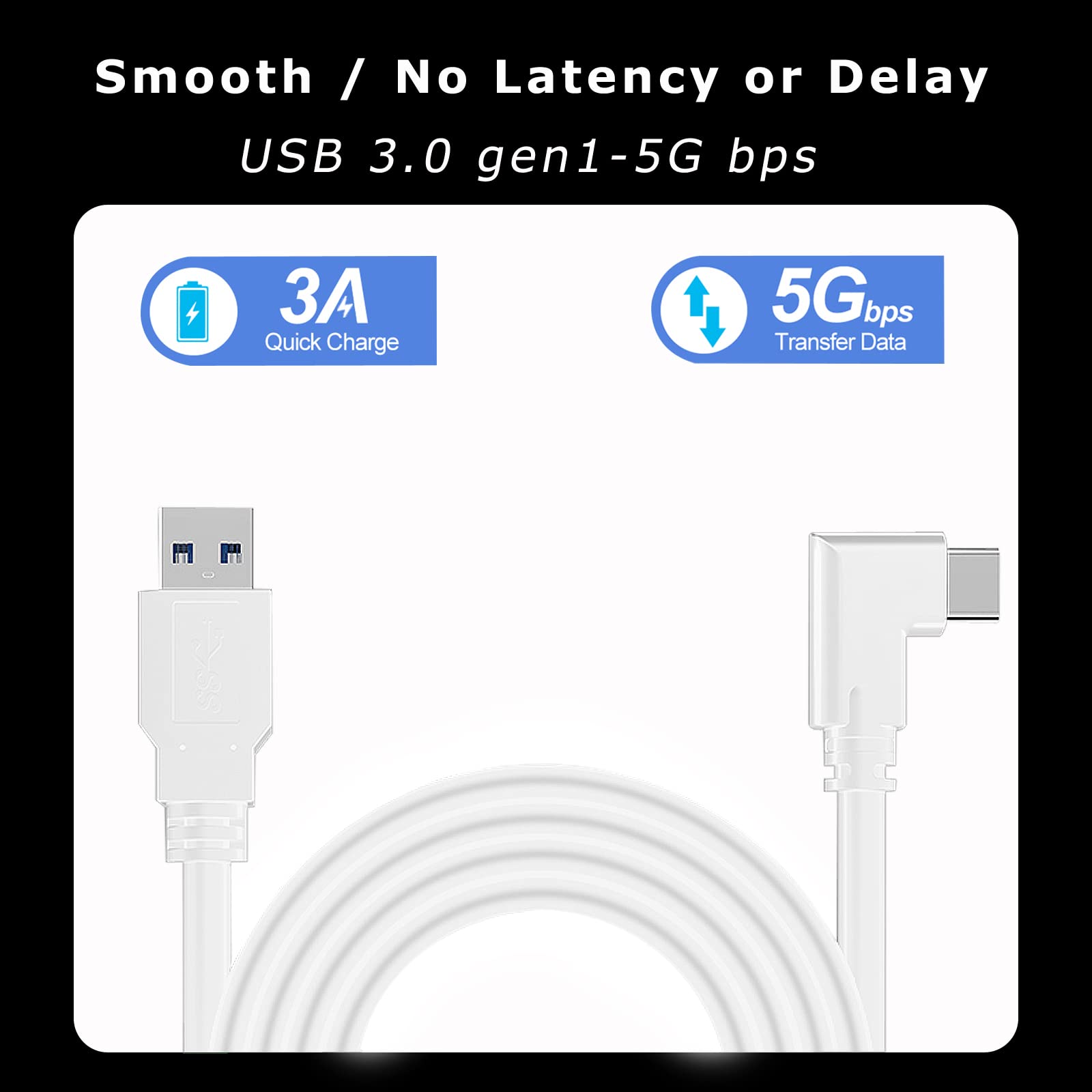 UIREVC 16ft Link Cable Compatible with Meta Quest 2, High Speed VR Cable for Oculus Quest 2 Link Cable, USB 3.0 to USB C VR Cable, Link Cord for VR Headset Accessories & Gaming PC/Steam VR