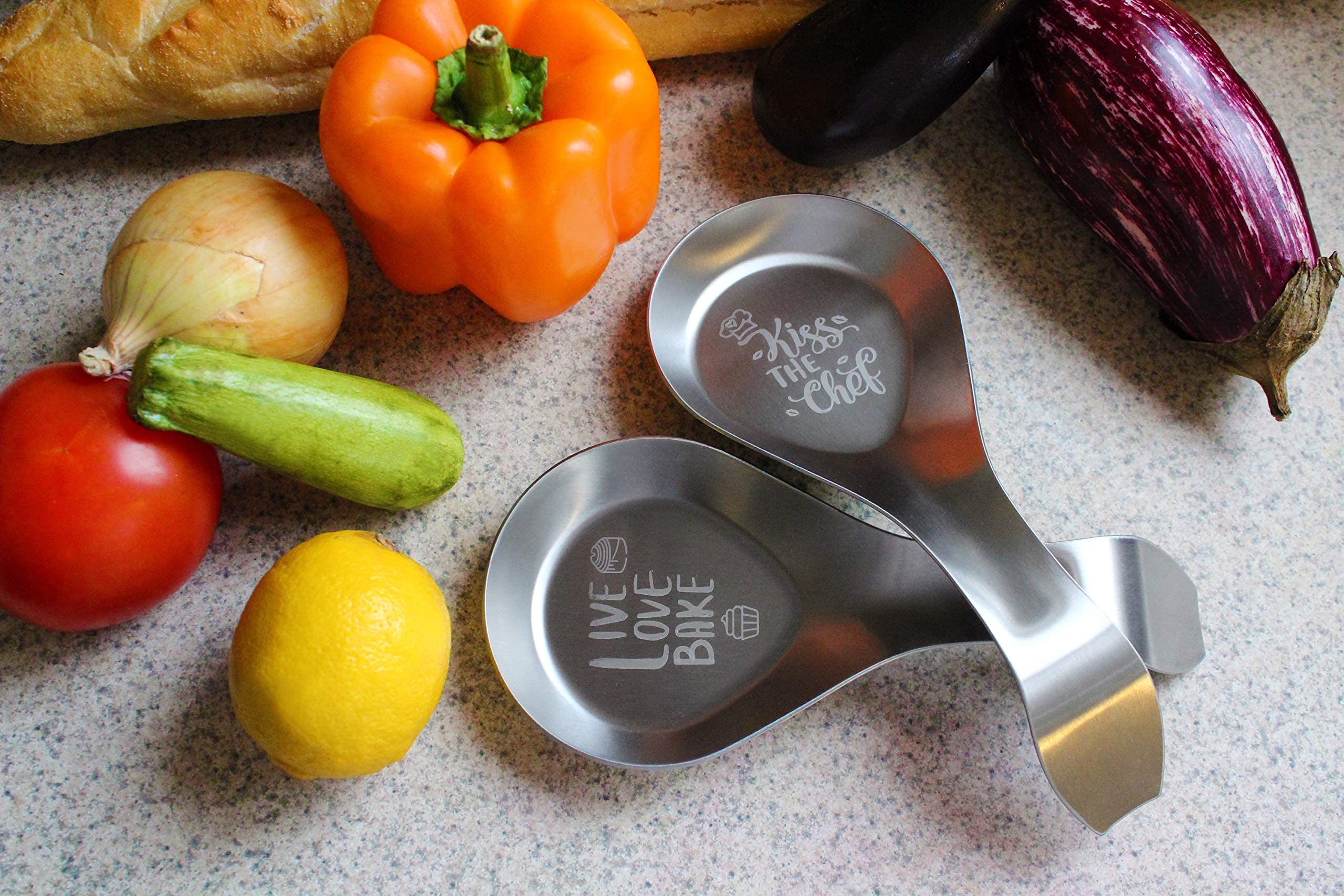 Spoon Rest Kitchen Utensil Holder β Tools For Stove Top And Pot, Stainless Steel With Two Unique Designs Perfect As Gift For Moms And For People That Love Cooking Gadgets