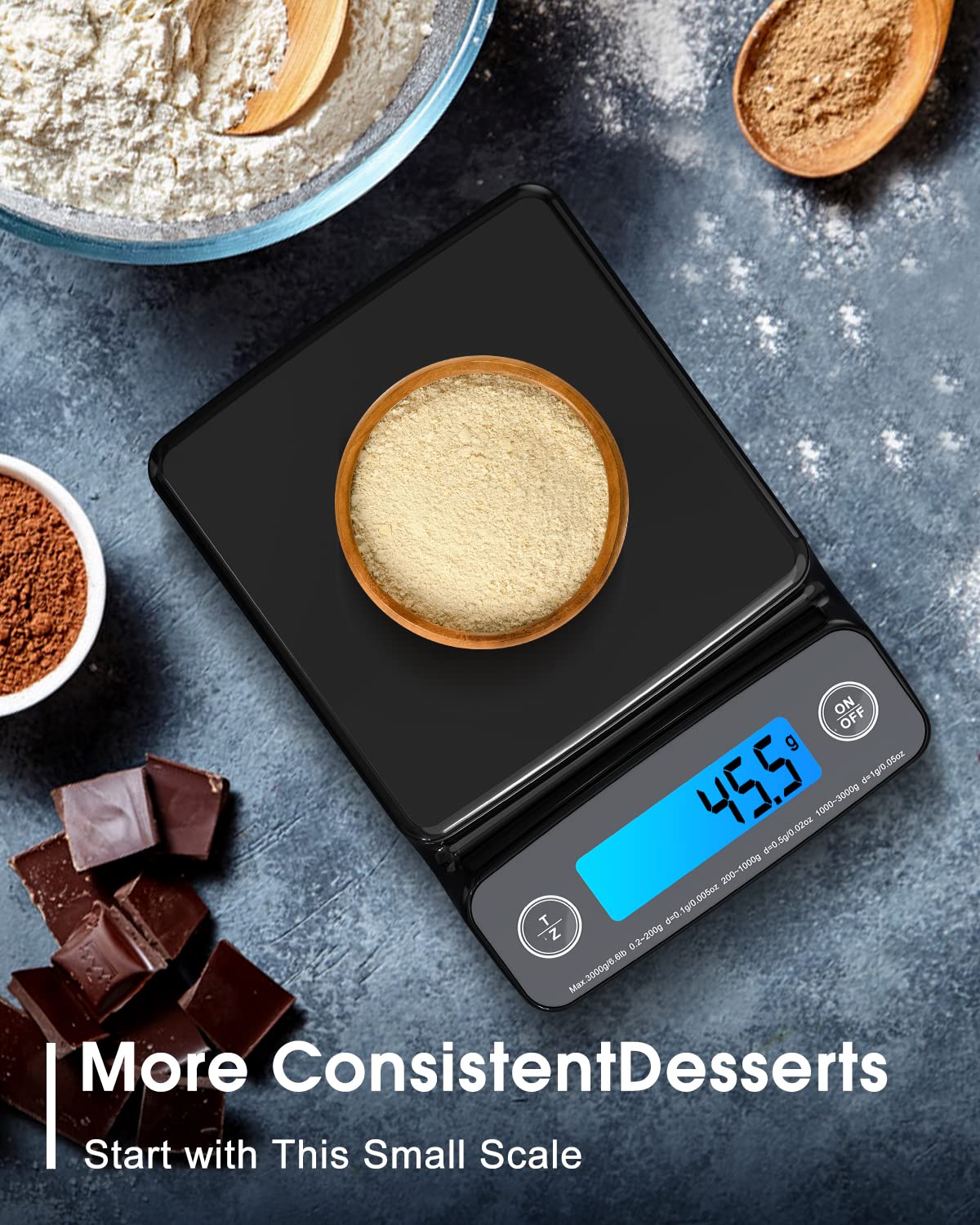 Nicewell Gram Scale for Kitchen, 0.1g/0.005oz Accuracy Digital Food Scales in Grams and Ounces, 3kg/6.6lb for Cooking and Baking