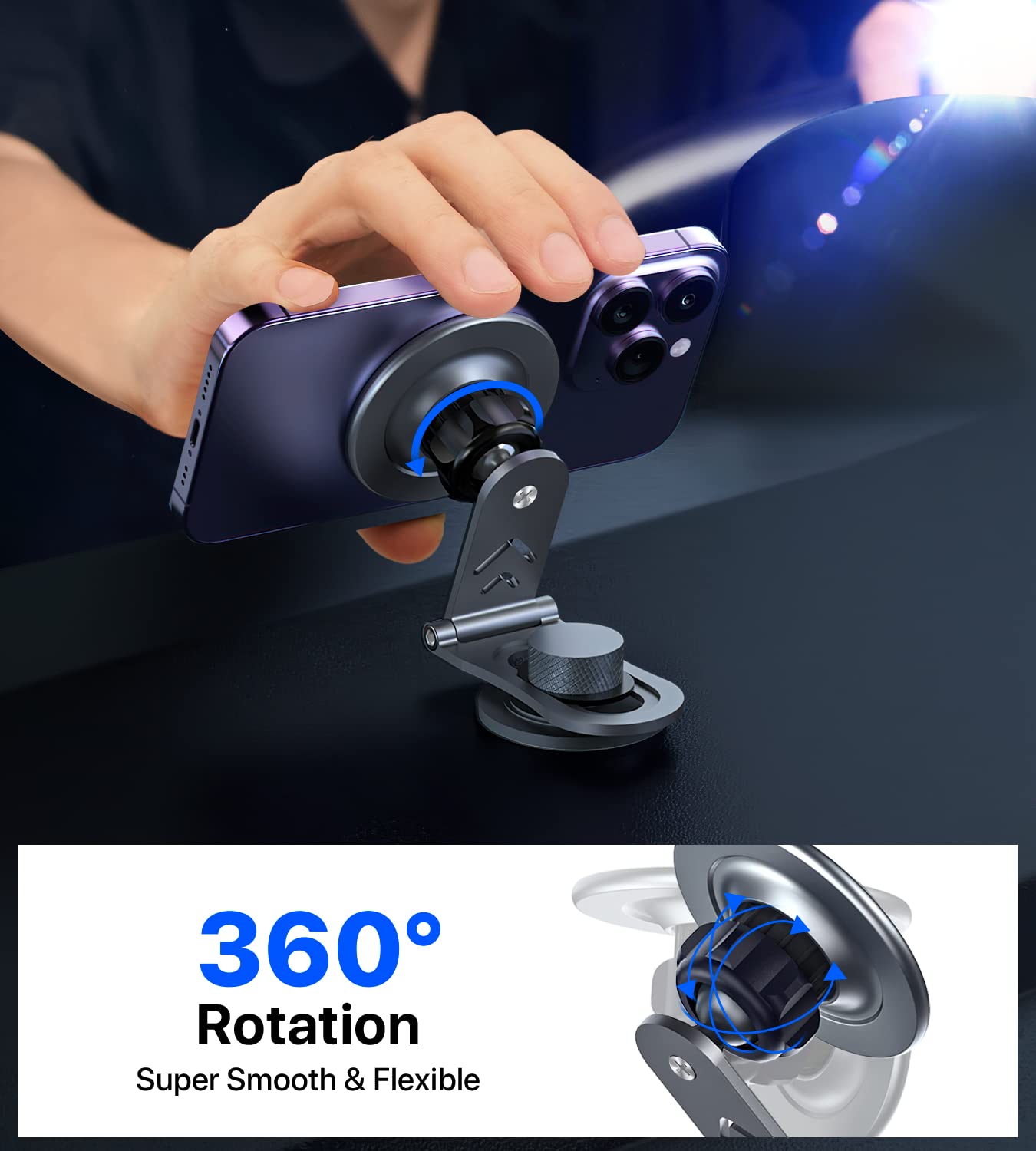 Nycetek Tesla Phone Mount Holder for MagSafe, [Super Suction Power] Dashboard Magnetic iPhone Car Mount for Tesla Model Y/3/S/X Accessories 2023, Alloy Foldable Car Holder for iPhone Samsung and More