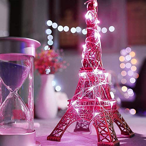 Kubert 12 Pack Led Fairy Lights Battery Operated String Lights Waterproof Silver Wire, 7 Ft 20 Led Firefly Starry Moon Lights for DIY Wedding Party Bedroom Patio Christmas(Pink)