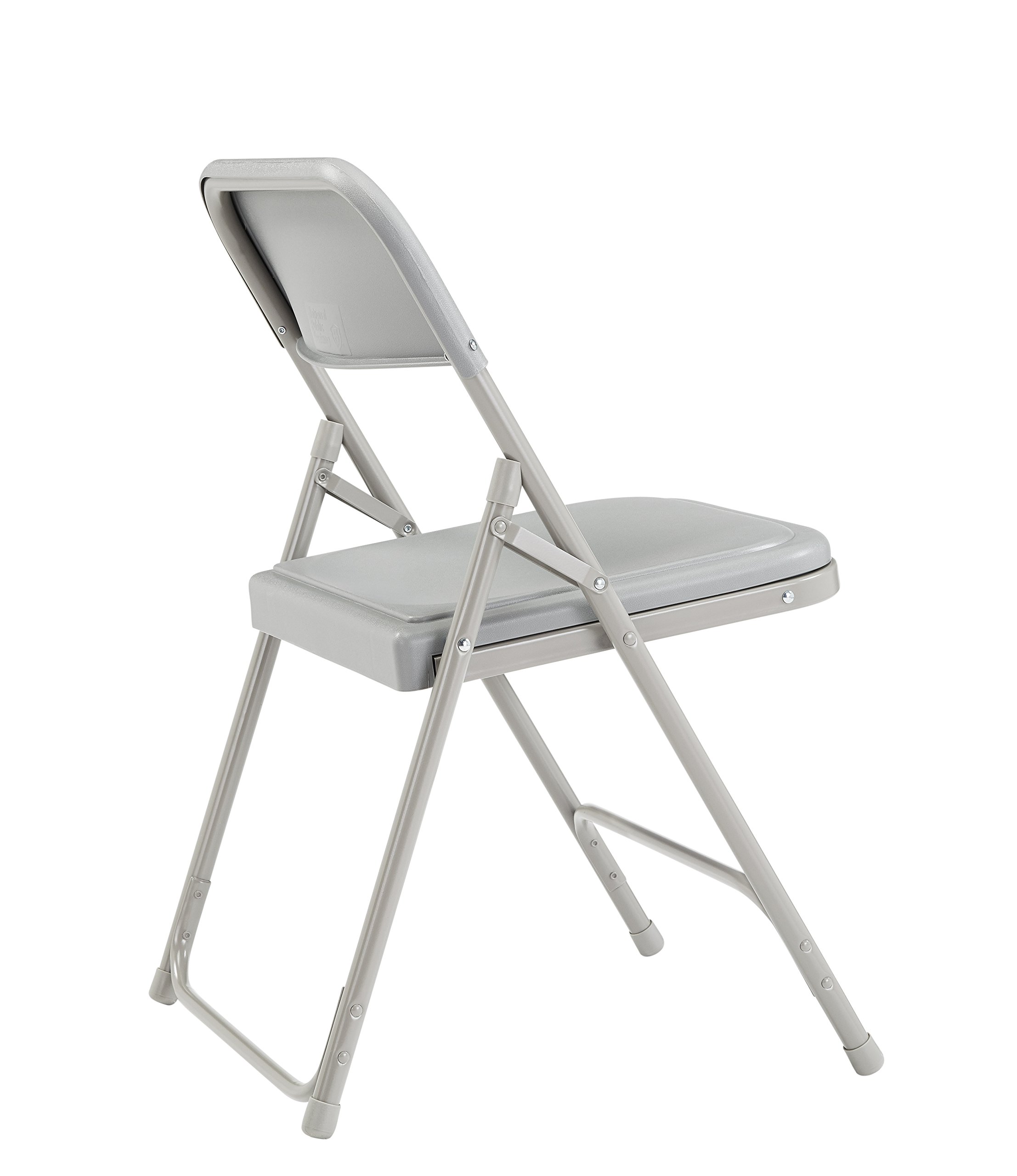 National Public Seating 800 Series Steel Frame Premium Light Weight Plastic Seat and Back Stacking Folding Chair with Double Brace, 480 lbs Capacity, Grey