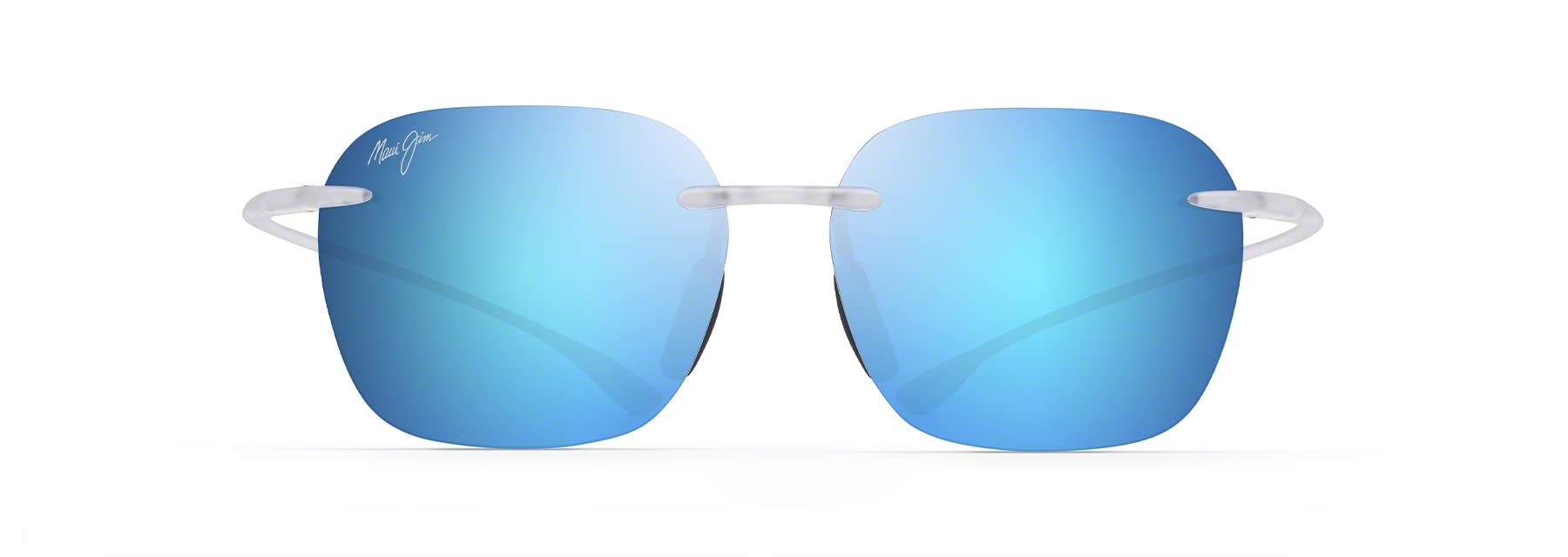 Maui Jim Men's and Women's Komohana Polarized Rimless Sunglasses, Crystal Matte/Blue Hawaii, Small