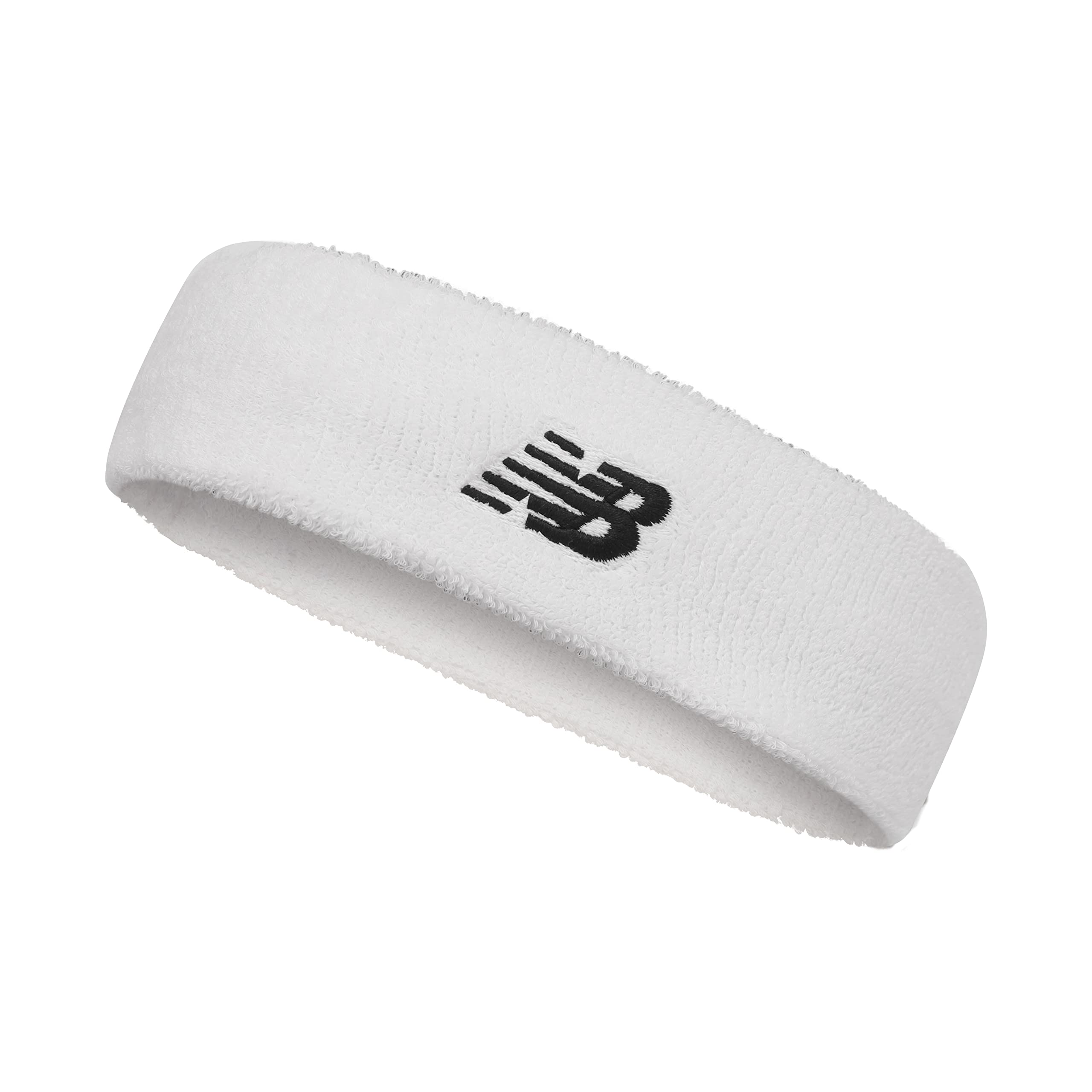 New Balance Unisex, Men's and Women's Athletic Terry Headband with NB Fresh & Dry Technology, White