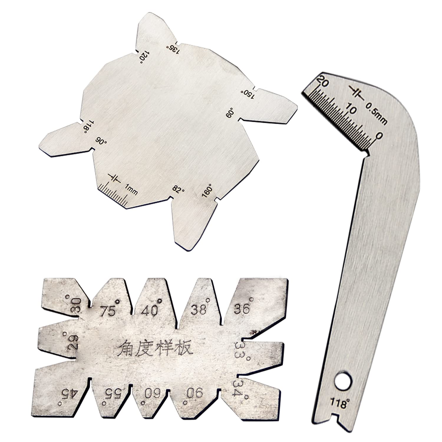 Utoolmart 3Pcs Drill Bit Angle Gauges Stainless Steel Drill Sharpener Tools S/S Angle Measuring Gage Hand Measure Tools