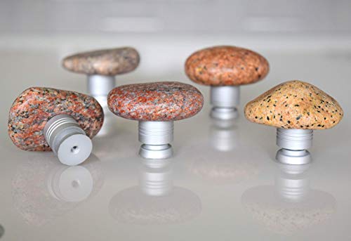 Set of 10 Handmade Natural Beach Stone Cabinet knobs and pulls. Cabinet or Drawer Rock handles