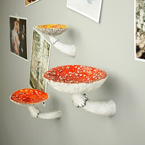 XHONG Mushroom Hanging Shelf Decor, Wall Floating Shelf Frame Amanita Shaped, Wall Hanging Storage Rack Wall Storage Shelves for Bedroom Living Room Wall Decoration-S+M+L