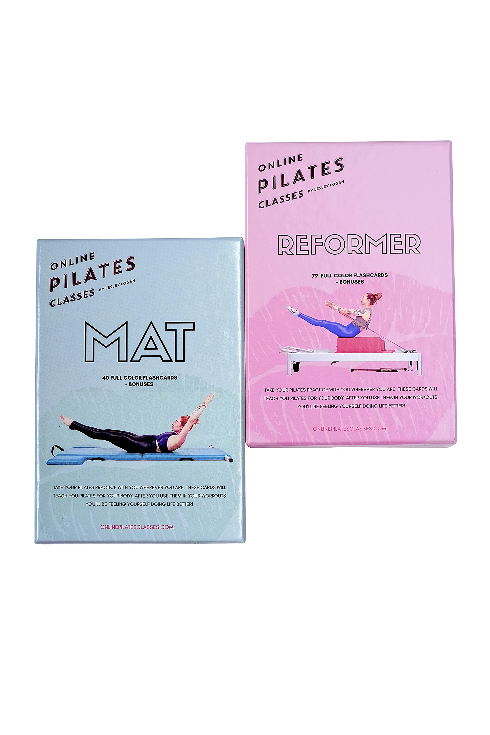 OnlinePilatesClasses Mat Pilates Workout Cards with Video Tutorials, 42 All-Level Exercise Flash Cards Ideal for Yoga, Abs, Core Workouts and Fitness Enthusiasts, No Equipment Needed