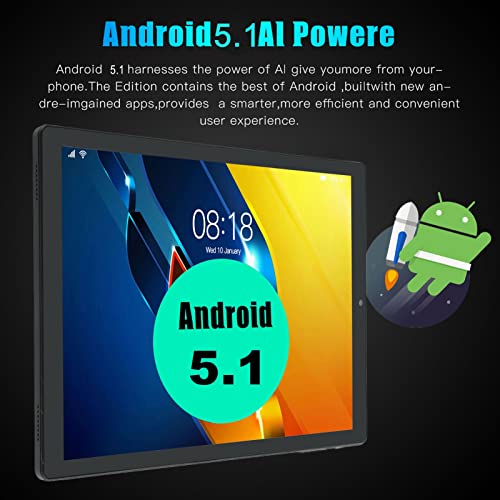 Yoidesu 10.1 Inch Tablet Android 12, Ten Core Pad with Dual Camera, 6GB Ram 128GB ROM, WiFi/Bluetooth, Support 128GB Memory Card, 1960x1080 HD IPS Screen, 8800mAh Battery, Black (US)