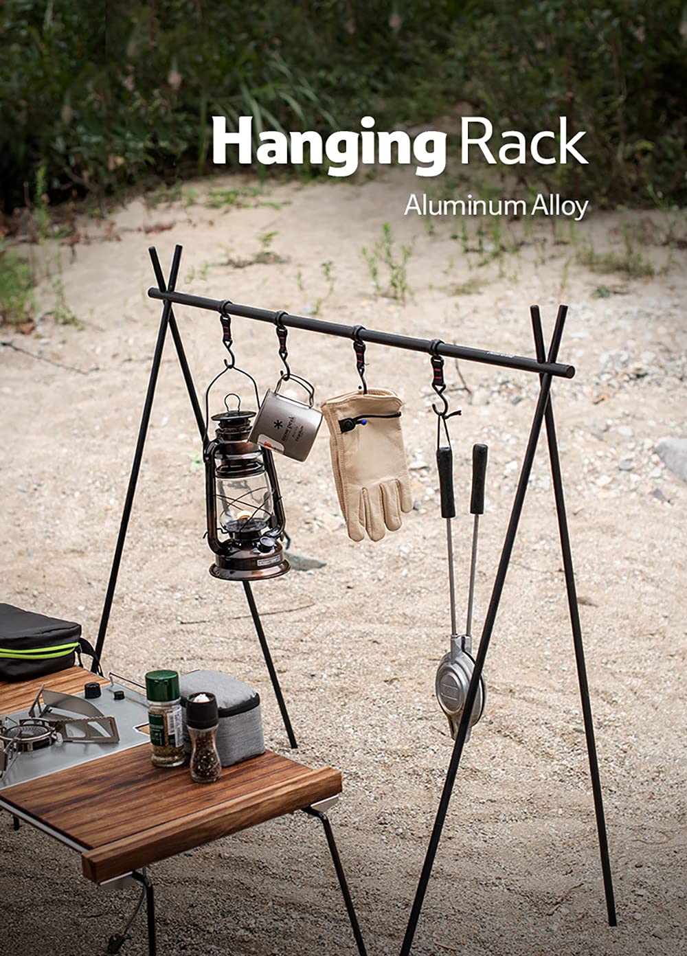 phsmoo Folding Hanging Rack Travel Camping Shelf Triangle Rack Assembly Storage Picnic Rack