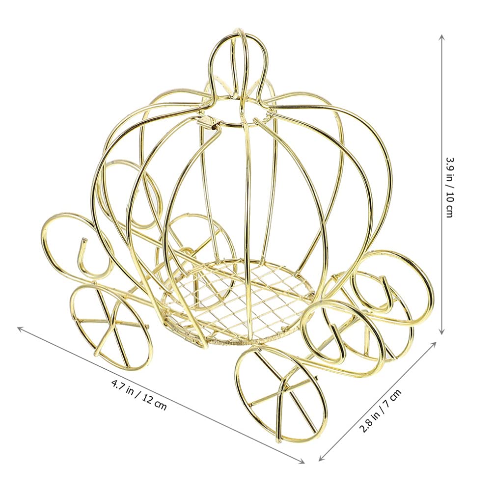 NUOBESTY 4pcs Carriage Centerpiece Metal Wire White Princess Carriage Figurine Candy Box for Wedding Party