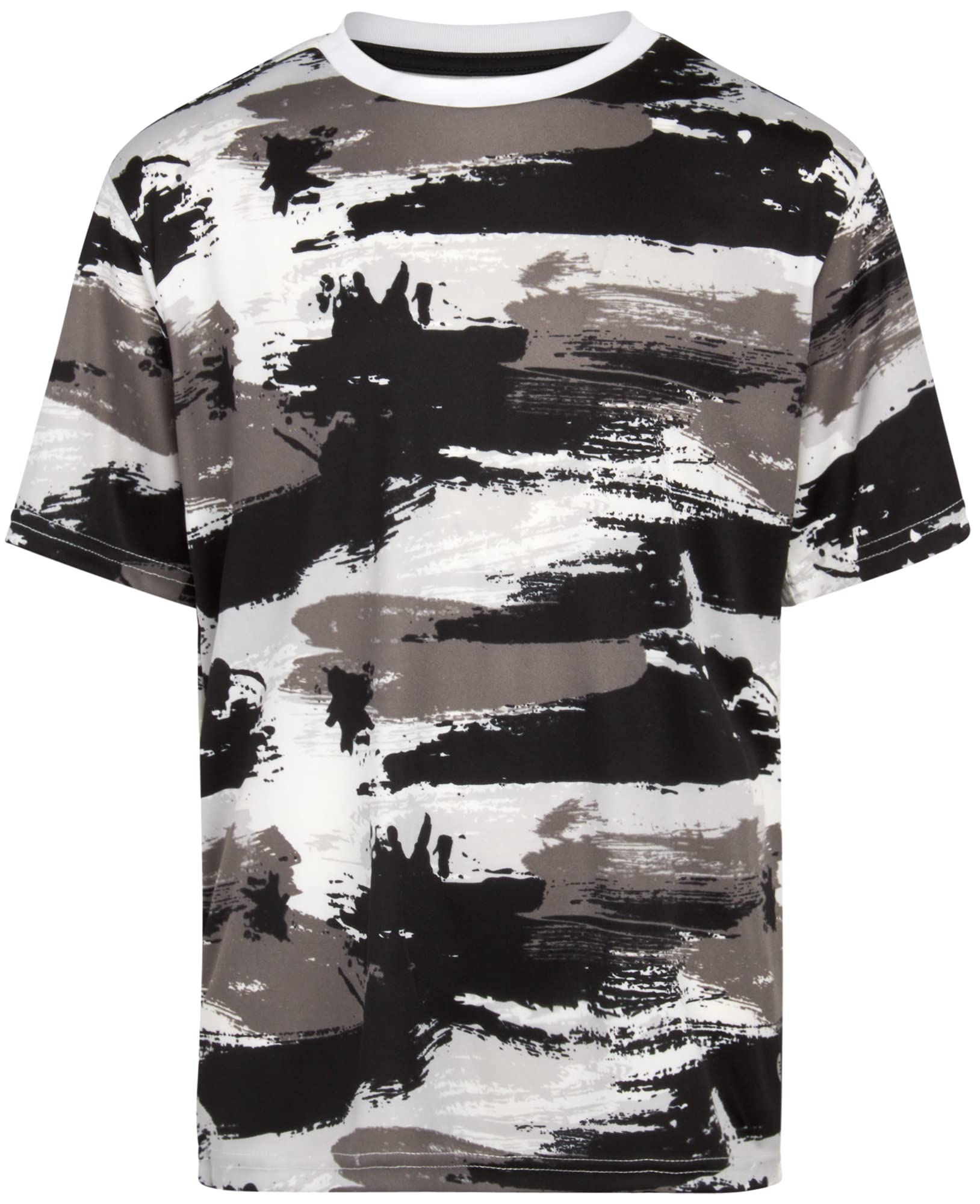 RBX Boys’ Athletic T-Shirt – 3 Pack Active Performance Dry-Fit Sports Tee (8-20), Size 10-12, Castle Rock/Black/White