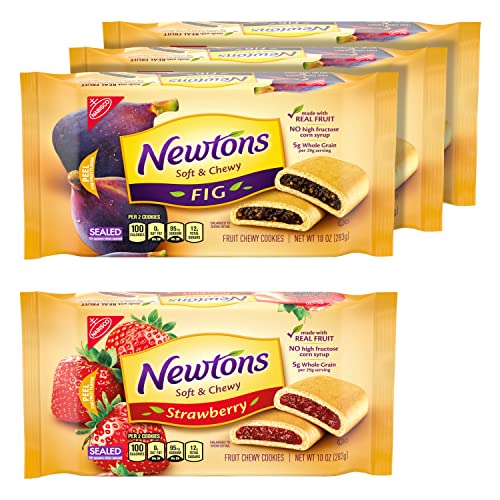 Newtons Soft & Chewy Cookies Variety Pack, Newtons Fig Cookies and Strawberry Cookies, 4 Packs