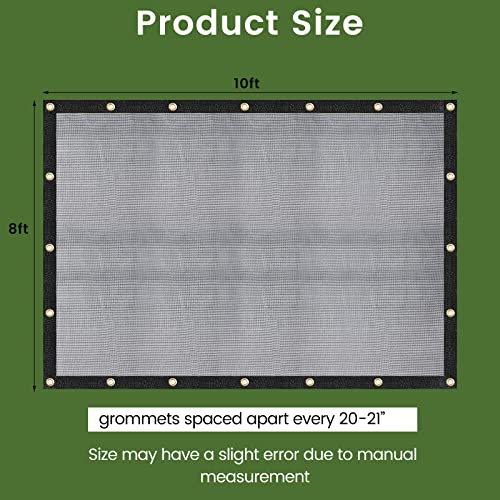 Windscreensupplyco 60-70% 8 FT X 10 FT Mesh Tarp/Shade Cloth 9-Needle Knitted Heavy Duty Black with Grommets for Green House, Garden, pergola, Pools, Dump Truck
