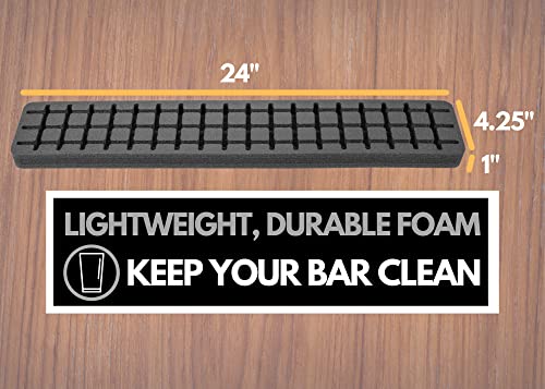 Polar Whale Bar Mat Durable Black Foam Modern Drip Spill Tray for Bar Home Kitchen Club Party Serving Rack Cocktail Professional Drink Mixing Bartender Service Non-Slip Non-Scratch 24 x 4.25 Inches