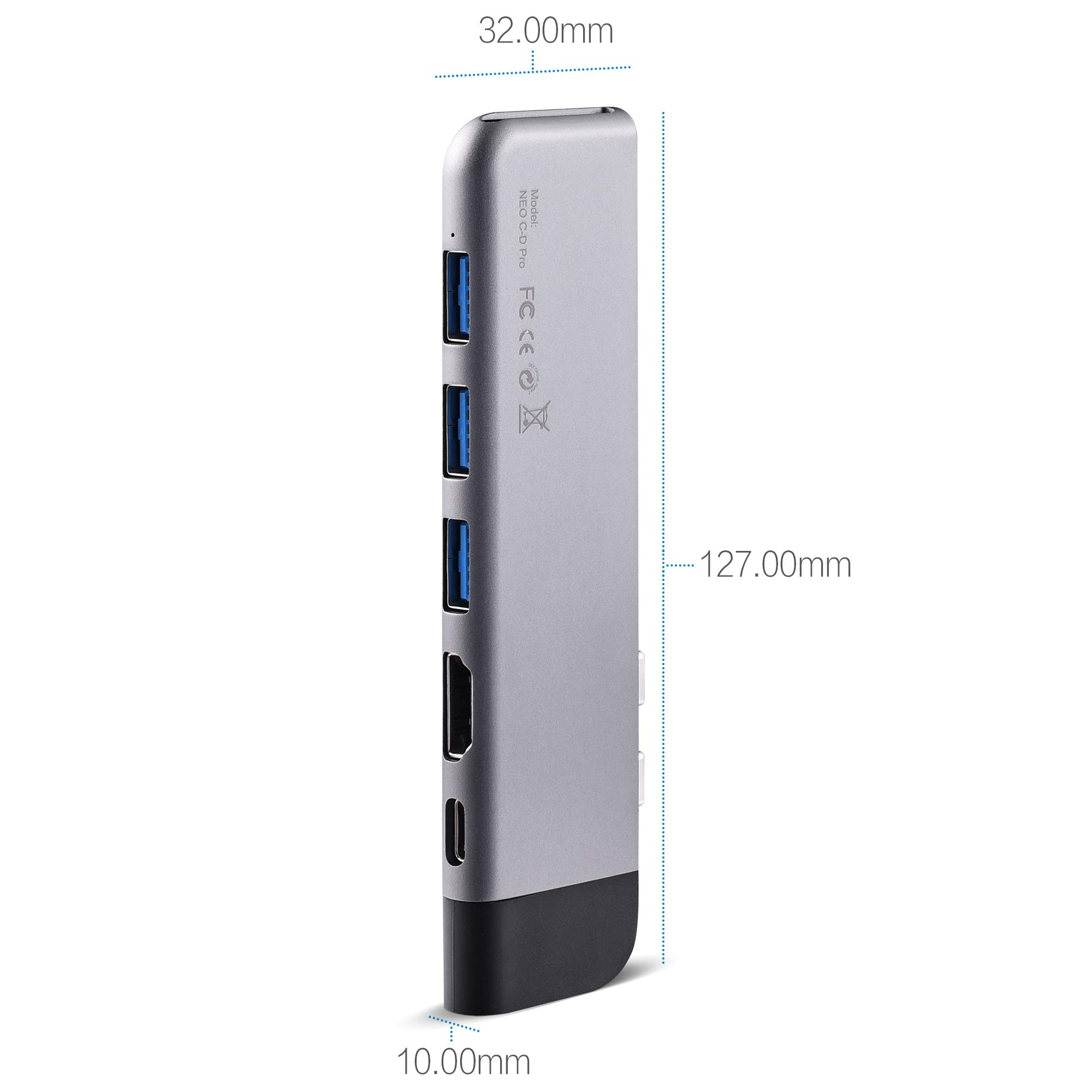 MINIX Aluminum USB-C multiport Hub-Gigabit Ethernet, 4K UHD,USB 3.0x3,SD/Micro SD Reader, USB-C-PD, Compatible with Apple MacBook Air and MacBook Pro. (Space Gray) Sold Directly