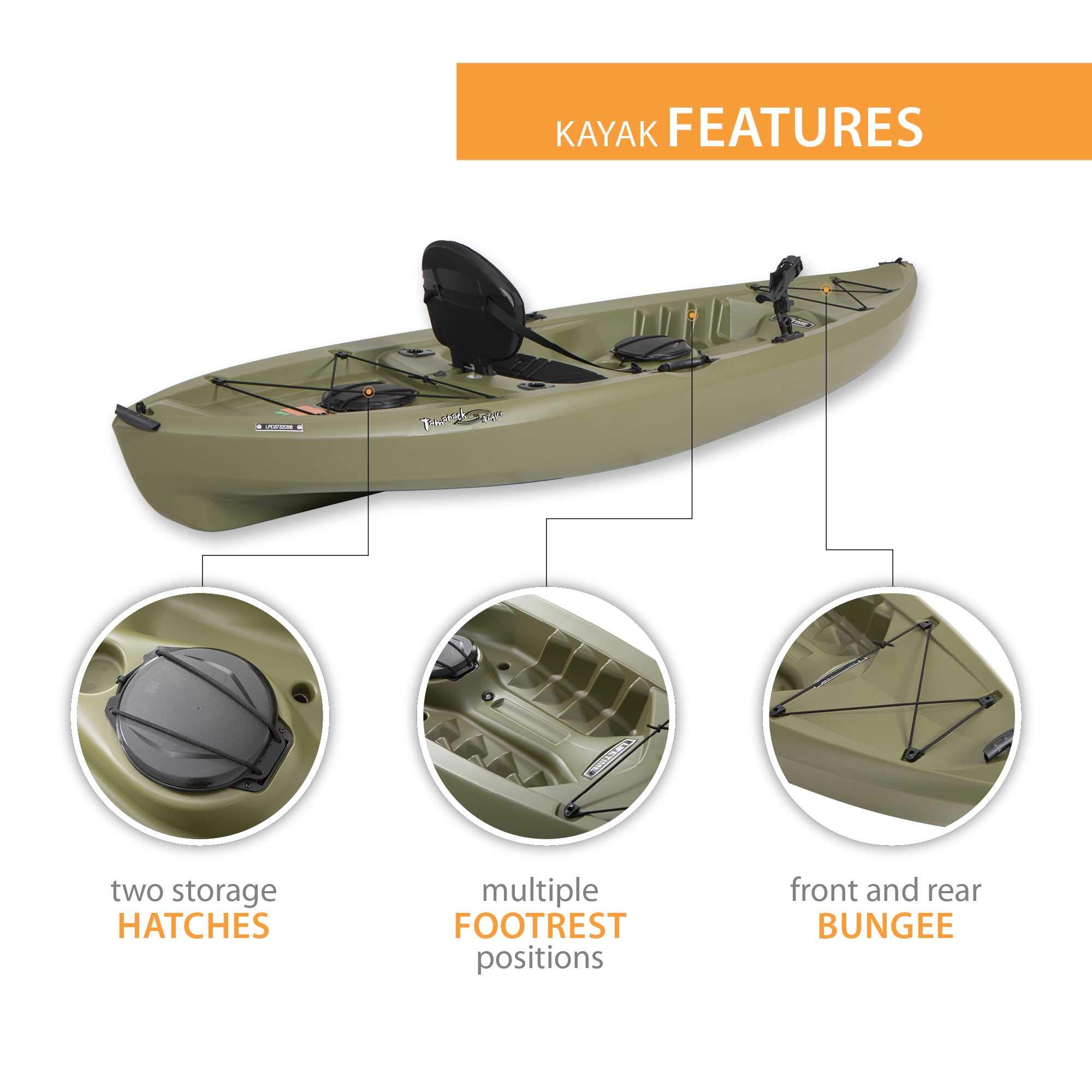 Lifetime Tamarack Angler Sit-On-Top Kayak, Olive, 120"